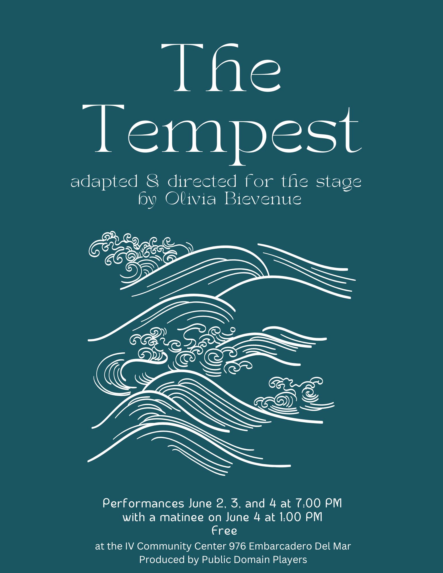 Public Domain Players present: The Tempest – IV ARTS
